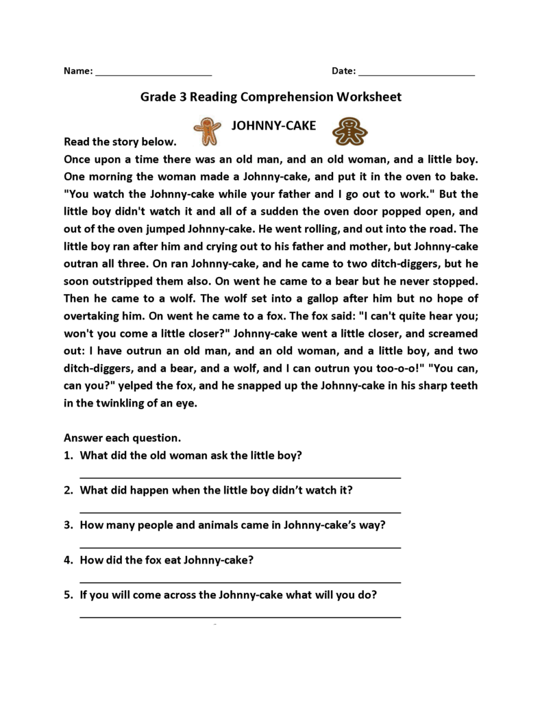 Free Printable Reading Comprehension Worksheets For 3rd Graders Free Printable Reading Comprehension Worksheets For 3rd Graders