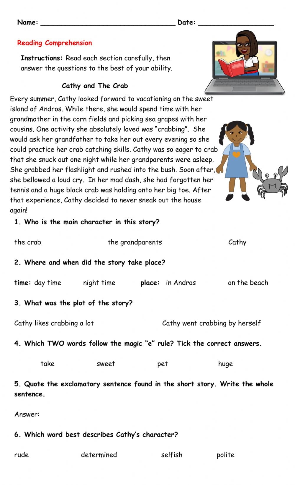 Reading Comprehension Exercises Printable Worksheets Reading Reading Comprehension Exercises Printable Worksheets Reading