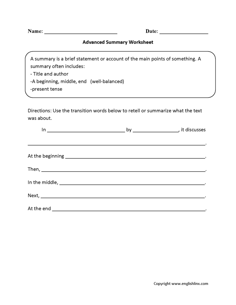 Reading Summary Worksheets Reading Worksheet Printable