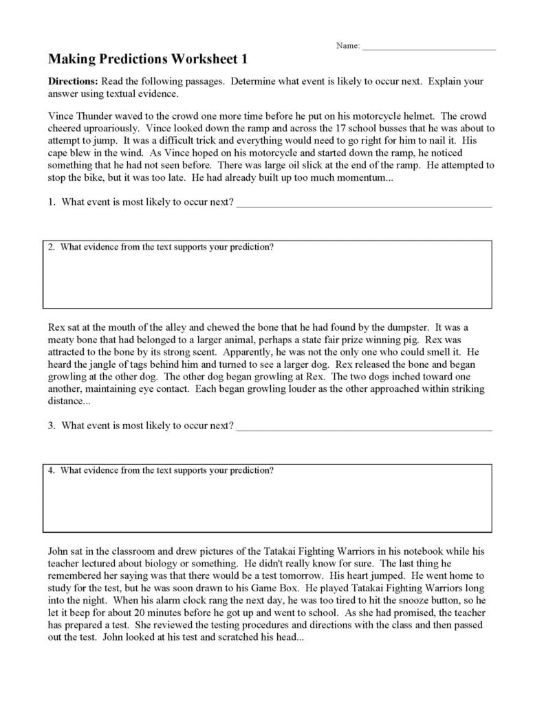 Reading Predictions Worksheet Free Printable - Reading Worksheet Printable