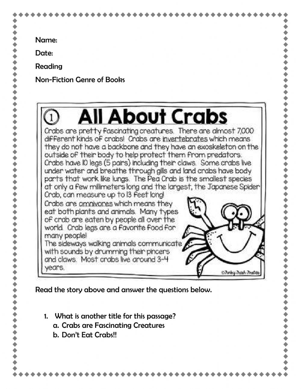 2nd Grade Nonfiction Reading Comprehension Worksheets Reading