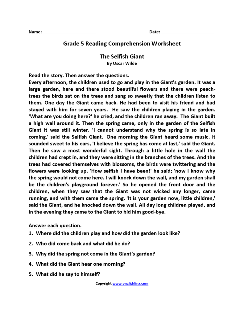 5th Grade Reading Printable Worksheets - Reading Worksheet Printable