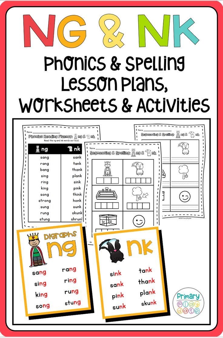 Reading And Writing Worksheets Printable Nk And Ng Endings Reading