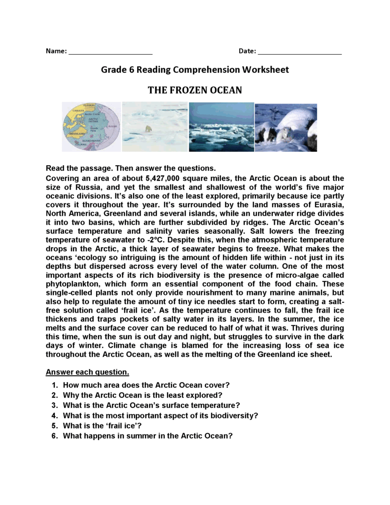 6th Grade Science Reading Comprehension Worksheets Pdf - Reading ...